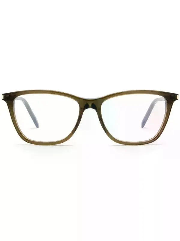 Saint Laurent Transparent Square Eyeglasses - Green
