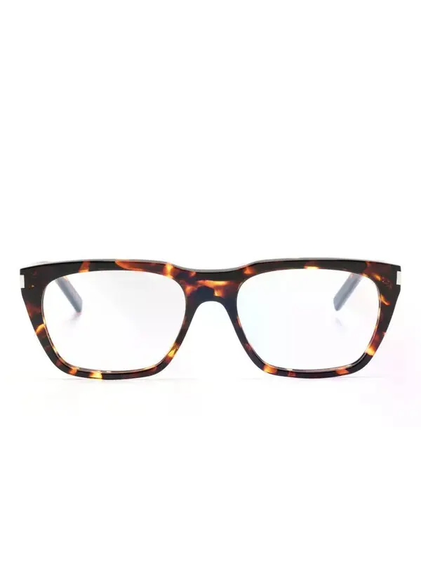 Saint Laurent Tortoiseshell Square Frame Glasses - Brown