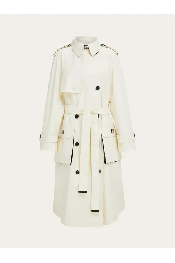 FERRAGAMO Coated Linen Trench - White