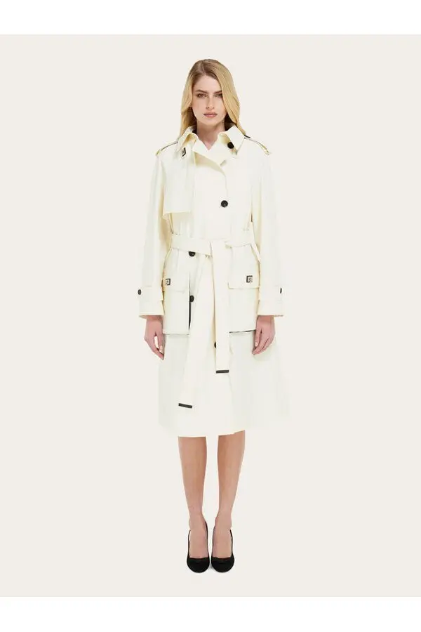 FERRAGAMO Coated Linen Trench - White