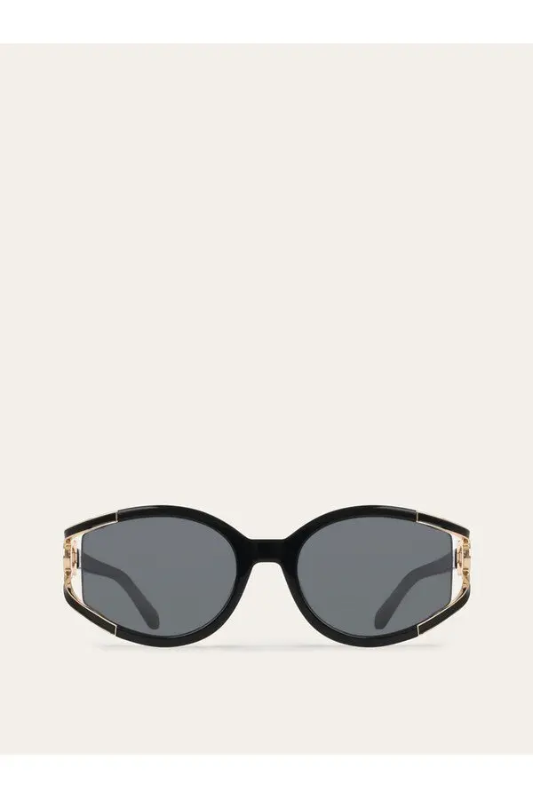 FERRAGAMO Acetate Oval Sunglasses - Black