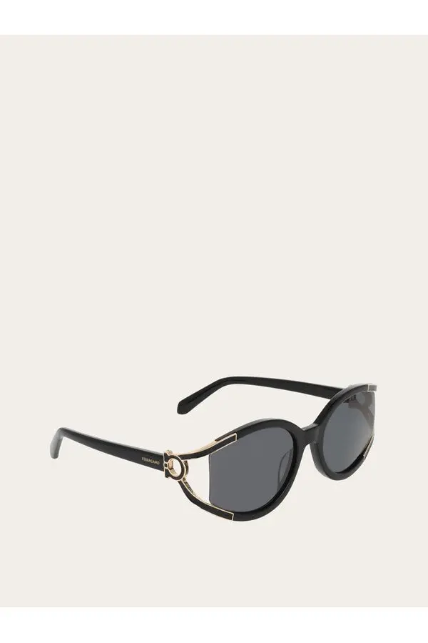 FERRAGAMO Acetate Oval Sunglasses - Black
