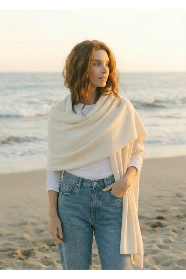 ELLSWORTH + IVEY Cashmere Blend Travel Wrap - Neutral