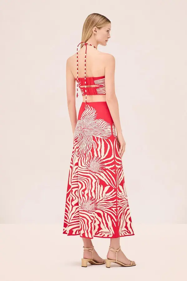 Alexis Jazlyn Printed A-line Skirt - Red