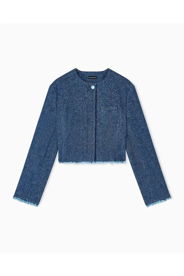 Emporio Armani Buttoned Denim Cropped Jacket