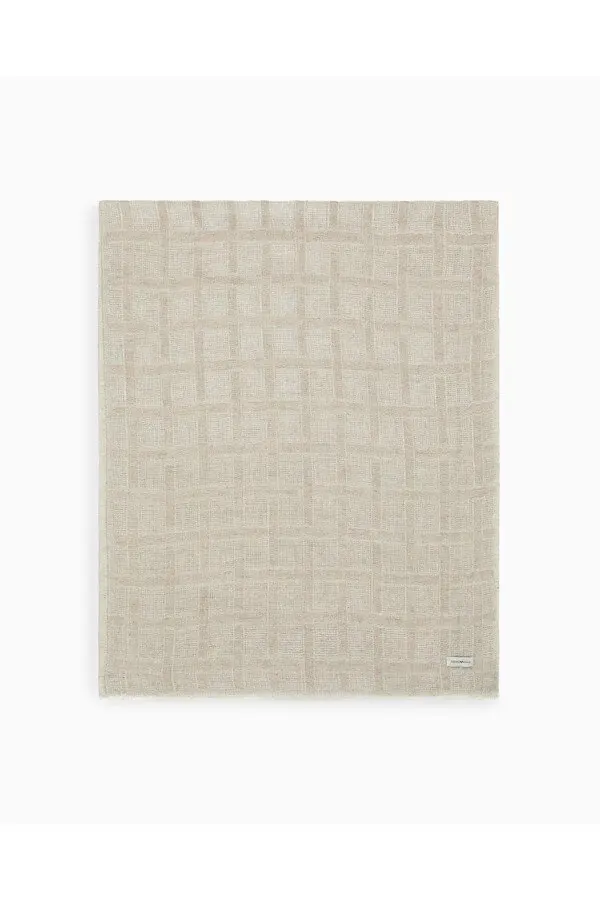 Emporio Armani Brushed Linen Scarf With Lurex - Beige