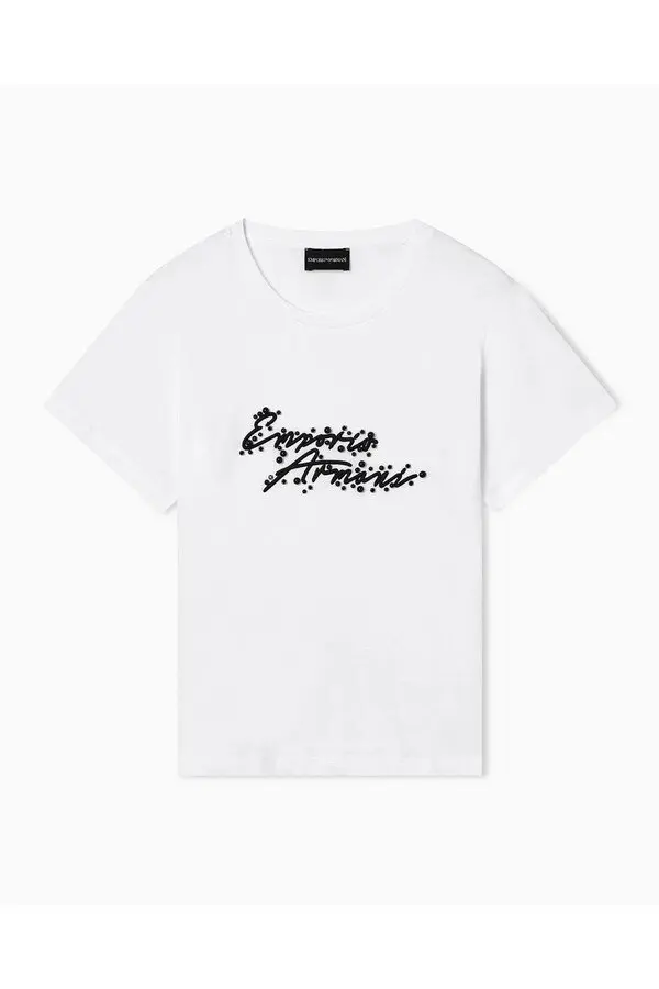 Emporio Armani Jersey T-shirt With Embroidered Logo - White