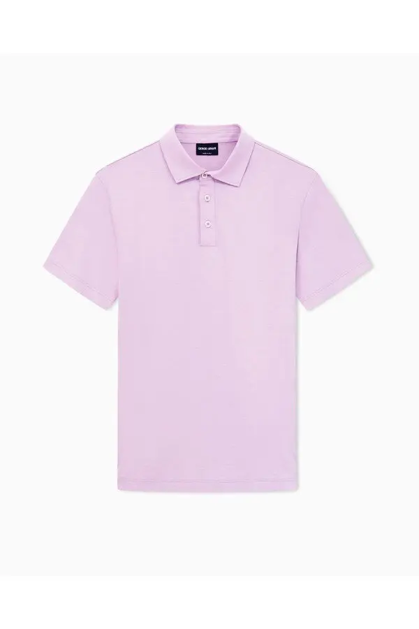 Giorgio Armani Silk And Cotton-mélange Jersey Polo Shirt - Pink