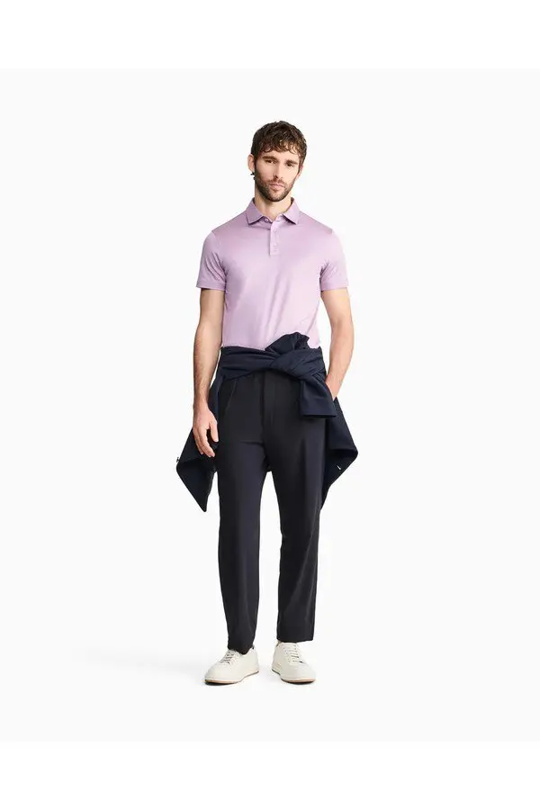 Giorgio Armani Silk And Cotton-mélange Jersey Polo Shirt - Pink