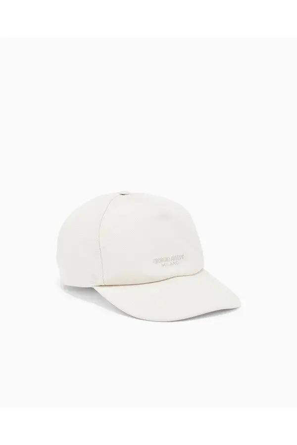 Giorgio Armani Technical Fabric Baseball Cap With Embroidered Logo - White