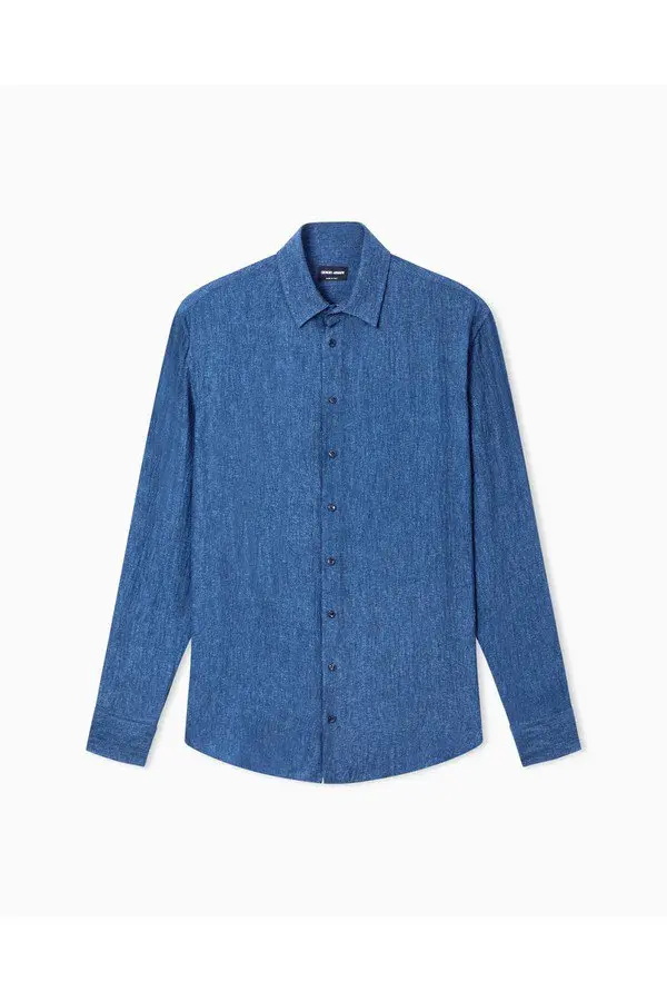Giorgio Armani Regular-fit Shirt In Denim-effect Silk