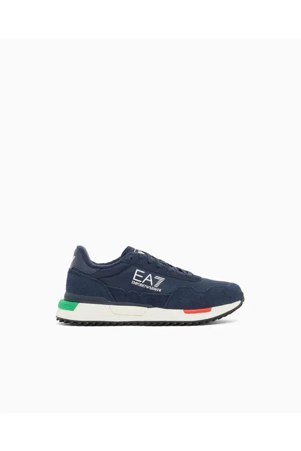EA7 Sneakers With Fabric And Leather Details