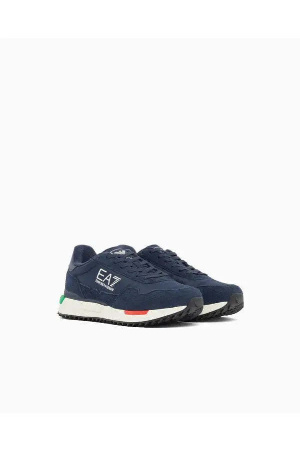 EA7 Sneakers With Fabric And Leather Details