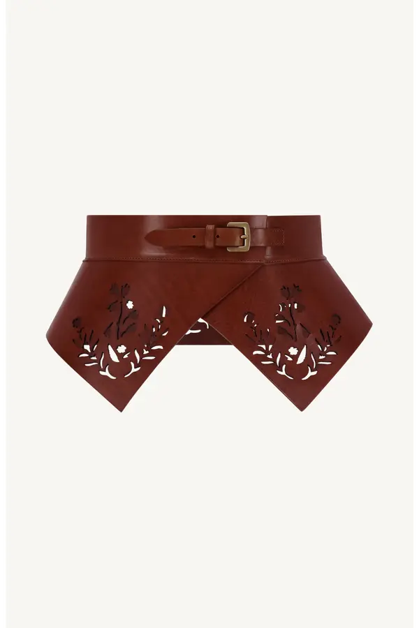Lela Rose Leather Lasercut Belt - Floral
