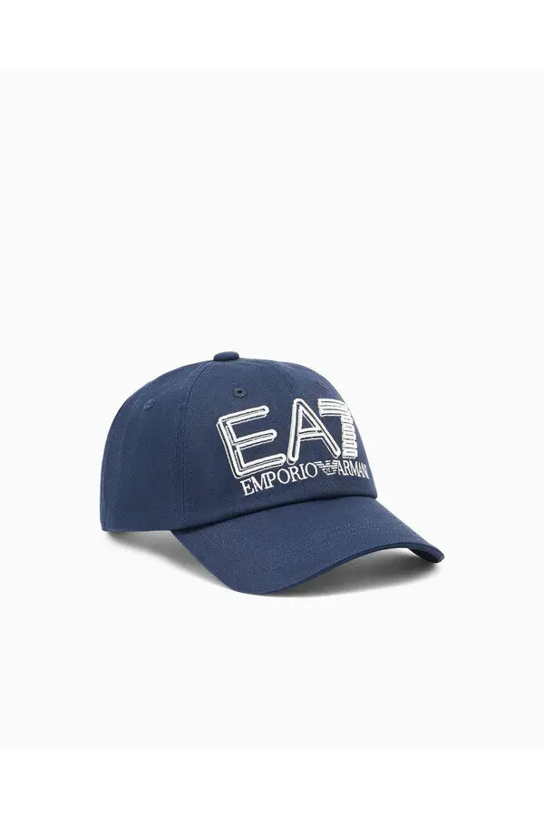 Emporio Armani Ea7 Cotton Baseball Cap With Visor - Navy
