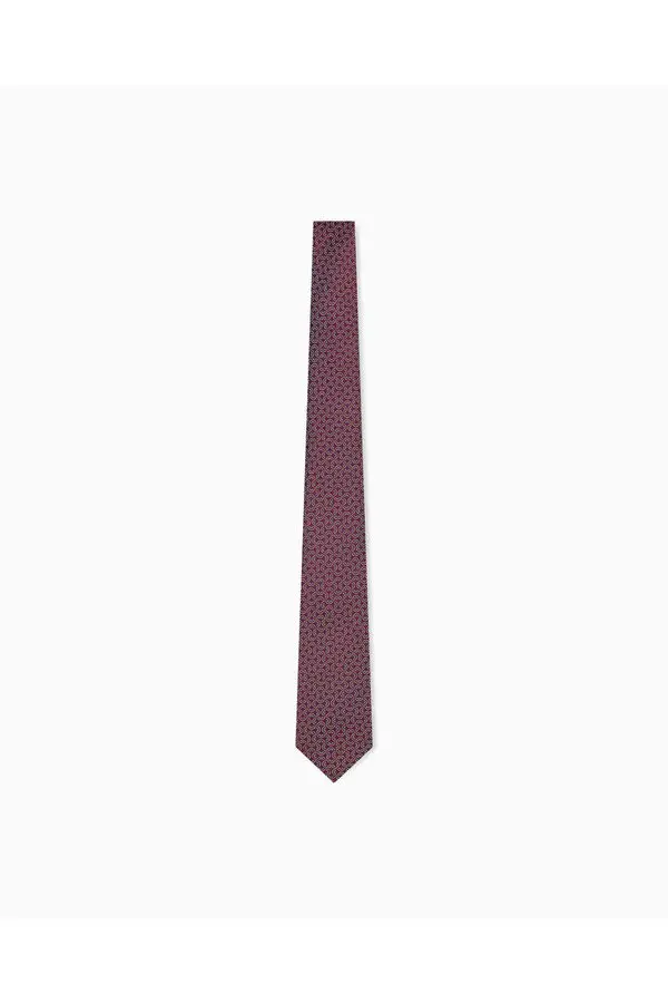 Emporio Armani Pure Silk Jacquard Pattern Tie - Red
