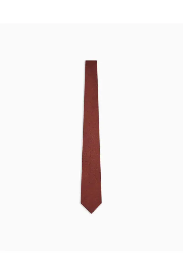 Emporio Armani Jacquard Pure Silk Standard Neck Tie - Burgundy