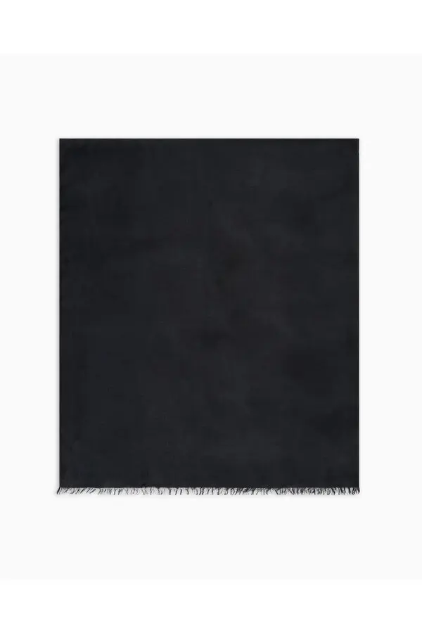 Emporio Armani Modal Blend Stole With Jacquard Logo - Black