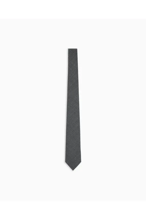 Emporio Armani Virgin-wool Canvas Standard Neck Tie - Grey