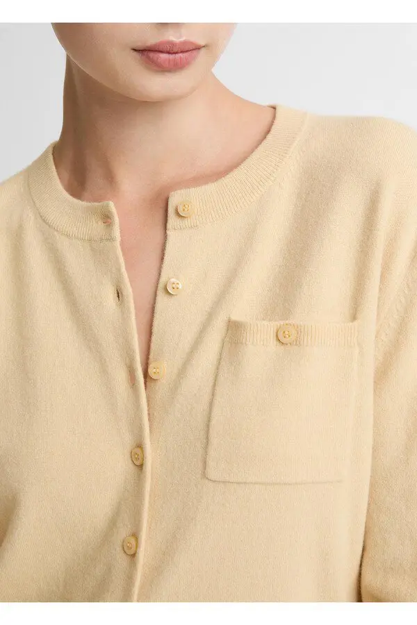 Vince Wool & Cashmere-blend Pocket Cardigan - Yellow / Floral / Gray