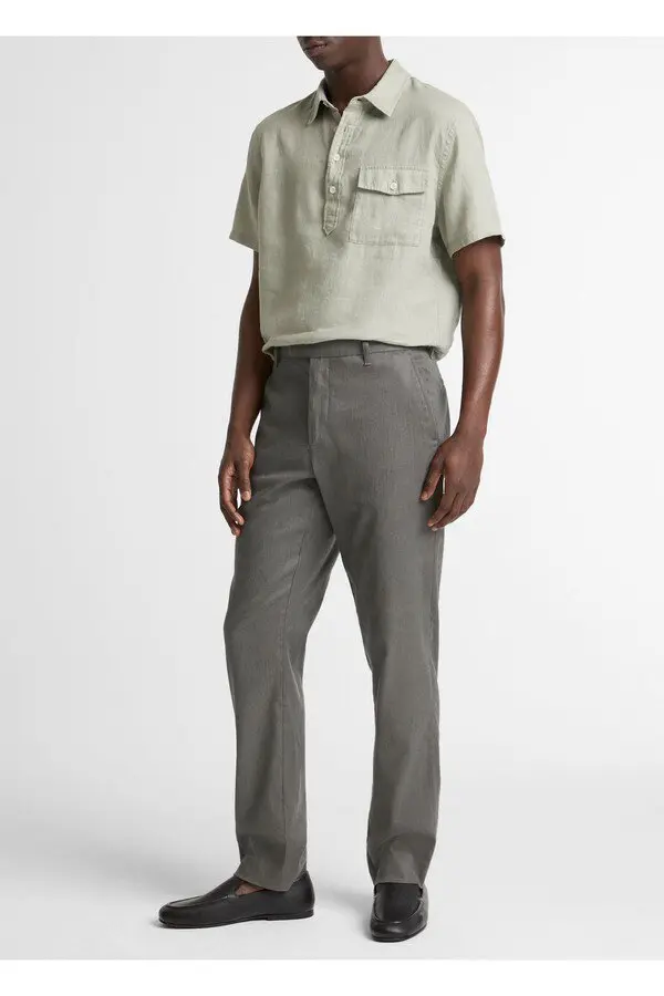 Vince Owen Athletic Linen-cotton Extended-tab Pant - Gray