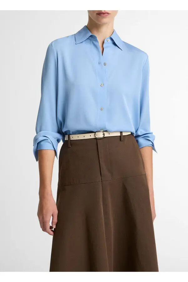 Vince Stretch-silk Button-front Blouse