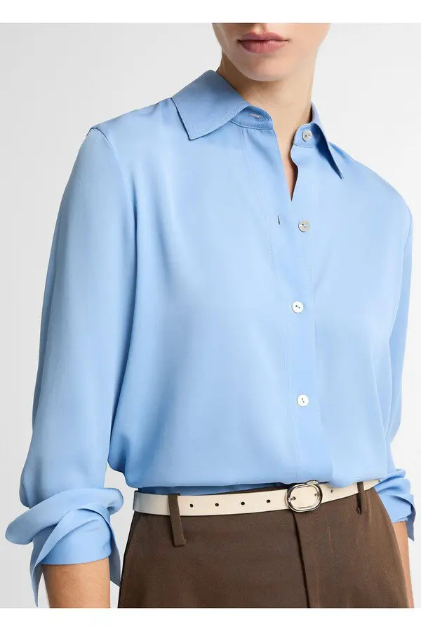 Vince Stretch-silk Button-front Blouse