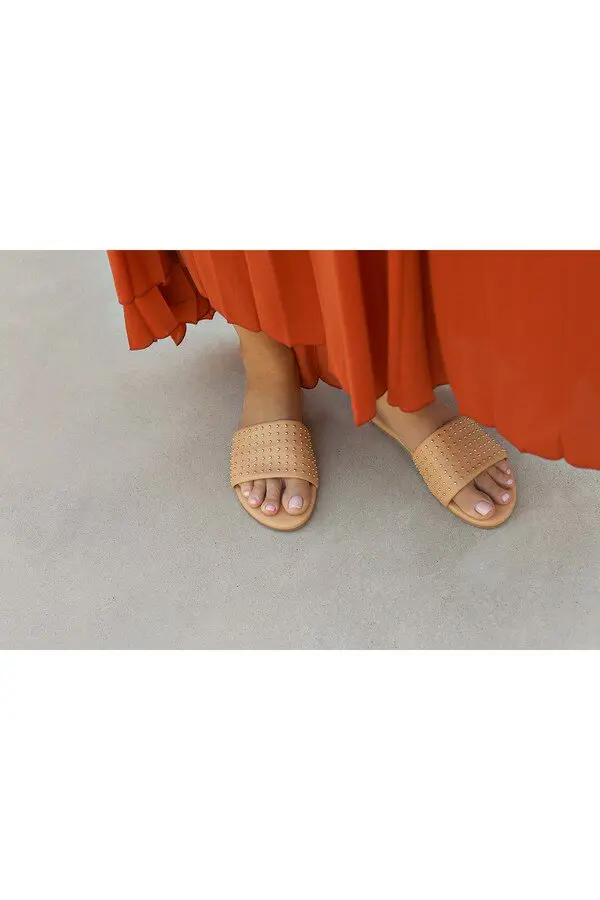 Beek Leather Slide Sandals With Studded Detail
