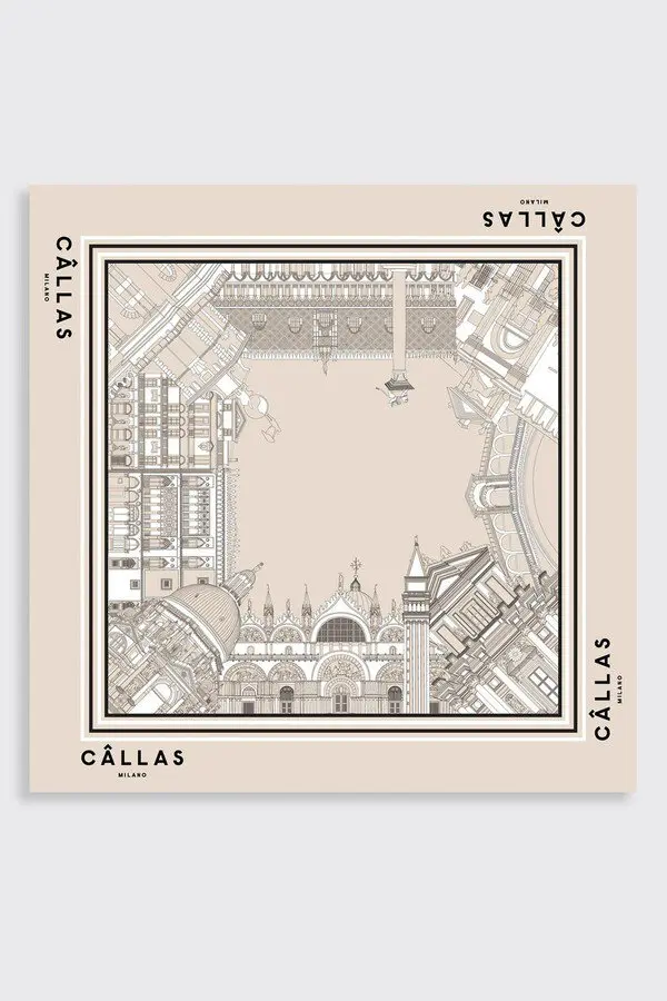 CALLAS MILANO Venezia Venice Silk Scarf Travertine Large - Beige