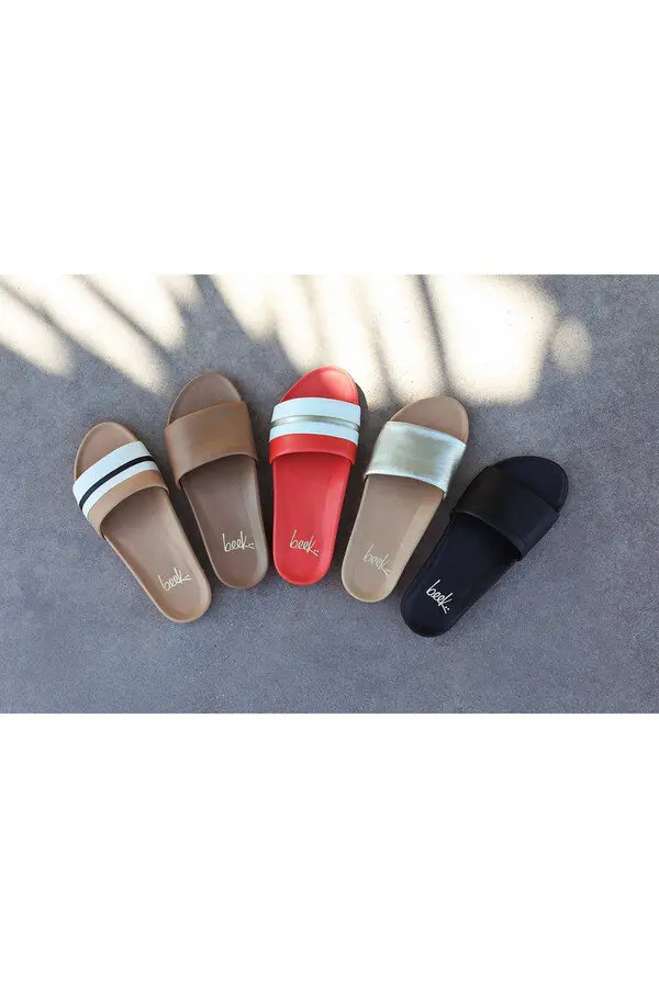 Beek Gallito Leather Slides - Stripe