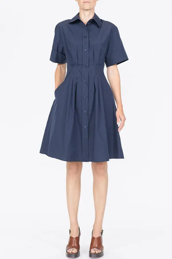 bhldn appliqué square neck fit & flare midi dress Fit and Flare Shirt Dress with Belt – Dressbarn main image 0