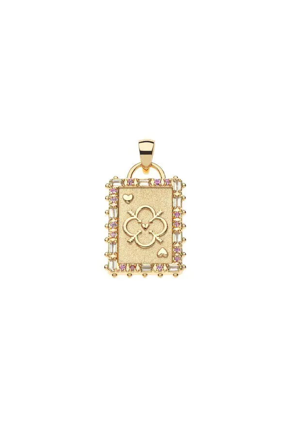 JANE WIN Love Queen Of Hearts Card Pendant - Pink