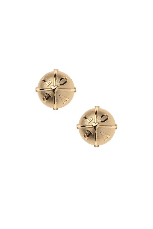 JANE WIN Love Button Stud Earrings - Gold