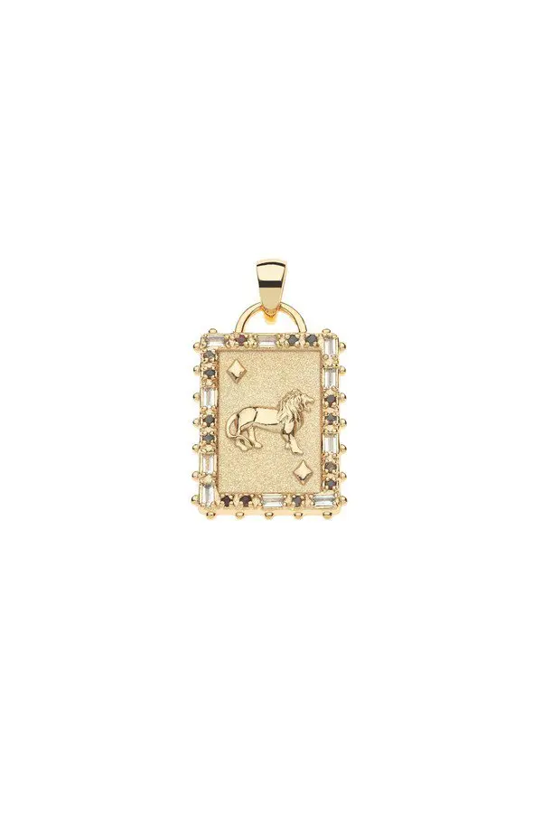 JANE WIN Courage Queen Of Diamonds Card Pendant - Gold