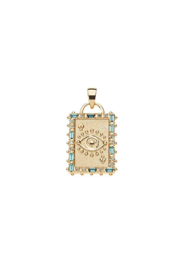 JANE WIN Protect Queen Of Spades Card Pendant - Blue