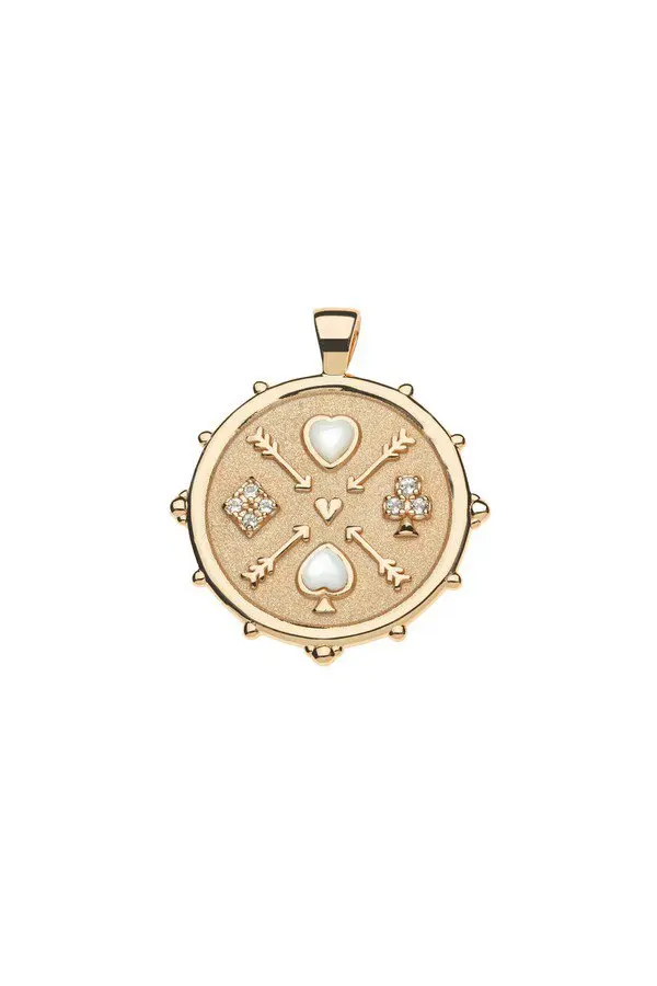 JANE WIN Love Queen Of Hearts Coin Pendant - Gold