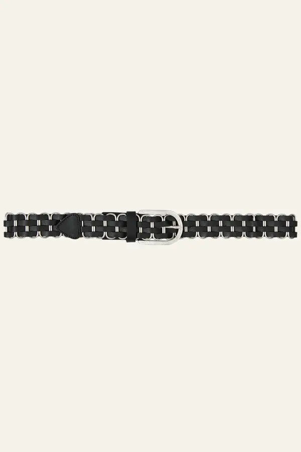 Ba&sh Beck Braided Leather Belt - Black