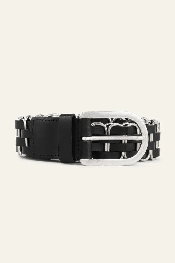 Ba&sh Beck Braided Leather Belt - Black