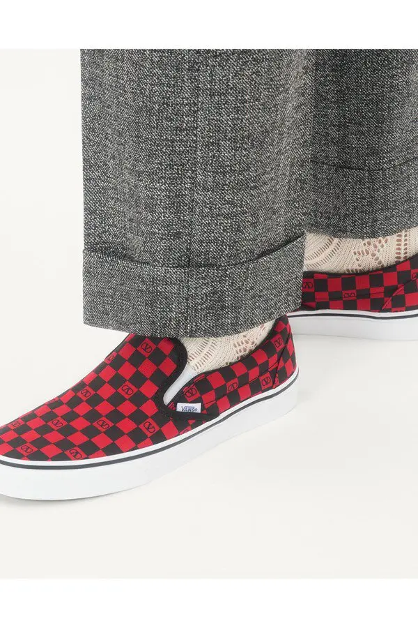 Valentino Garavani Vlogo Checkerboard Print Slip-on Sneakers - Black