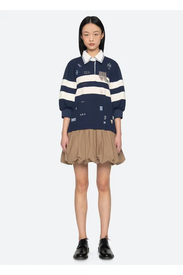 Sea Claira Embroidered Rugby Mini Dress - Stripe