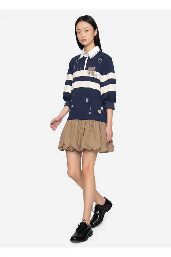 Sea Claira Embroidered Rugby Mini Dress - Stripe