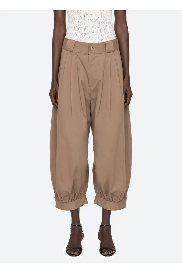 Sea Lois Twill Balloon Pants - Brown