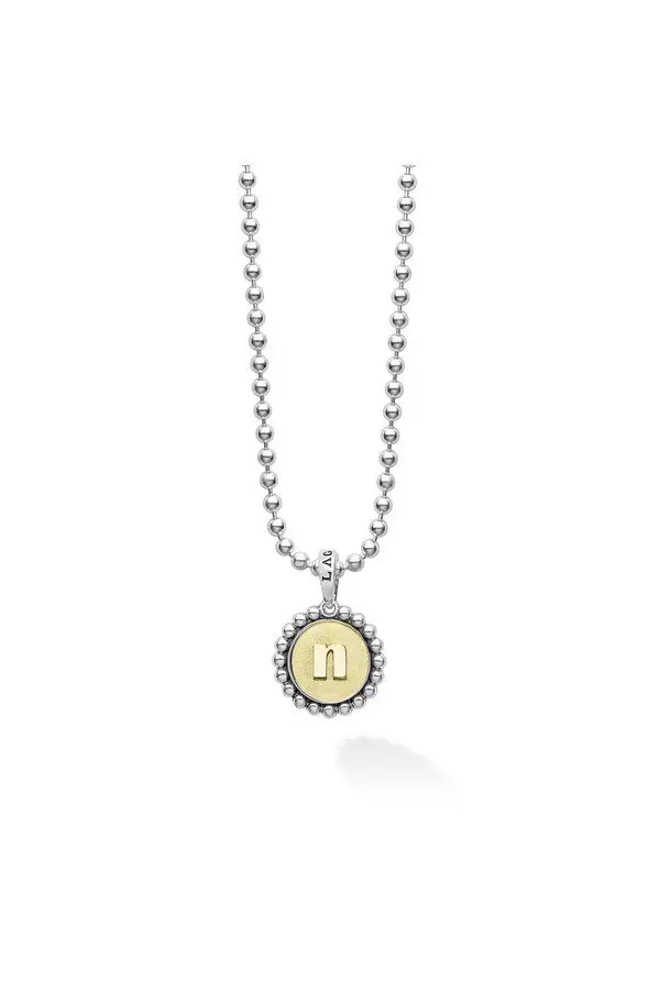 Lagos Signature Caviar N Initial Charm Necklace - Gold