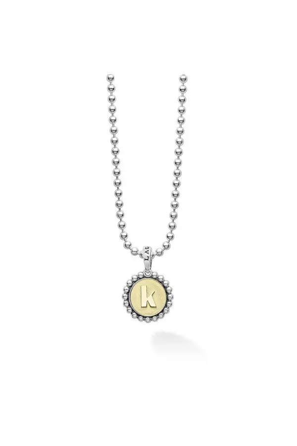 Lagos Signature Caviar K Initial Charm Necklace - Gold