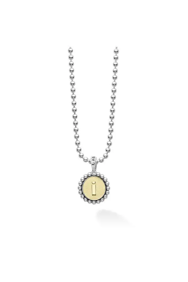 Lagos Signature Caviar I Initial Charm Necklace - Gold