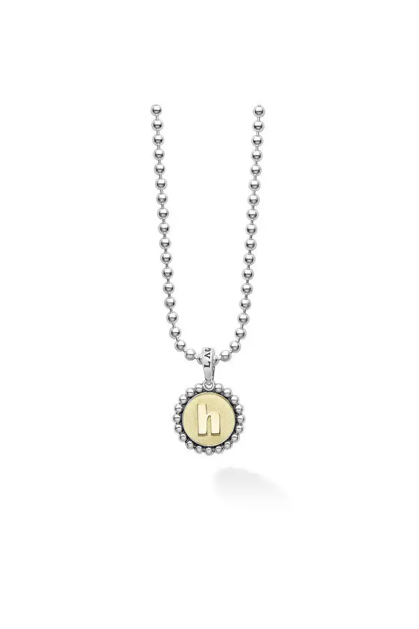 Lagos Signature Caviar H Initial Charm Necklace - Gold