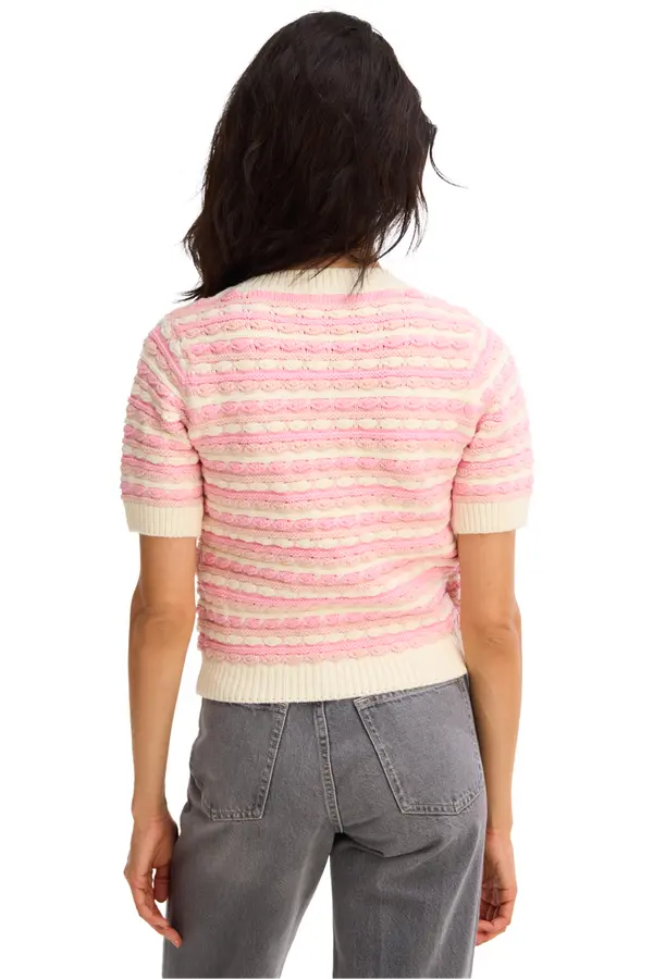 ALLISON NEW YORK Short Sleeve Adelle Cardigan - Pink