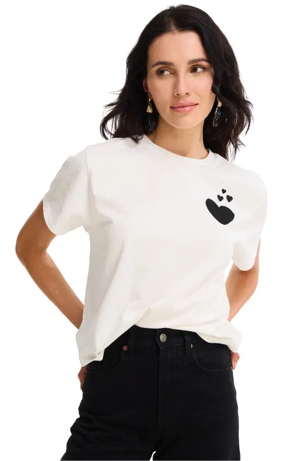Allison Embroidered Hearts Tee