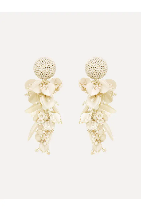 Oscar De La Renta Cascading Petal Drop Clip-on Earrings - Natural