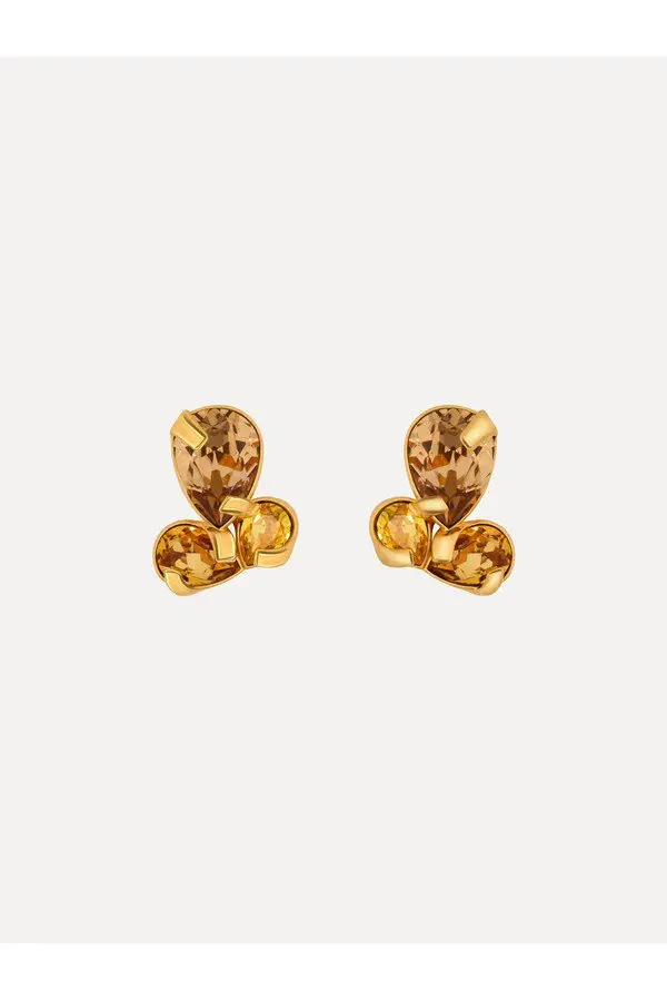 Oscar De La Renta Pear-cut Crystal Cluster Stud Earrings - Gold